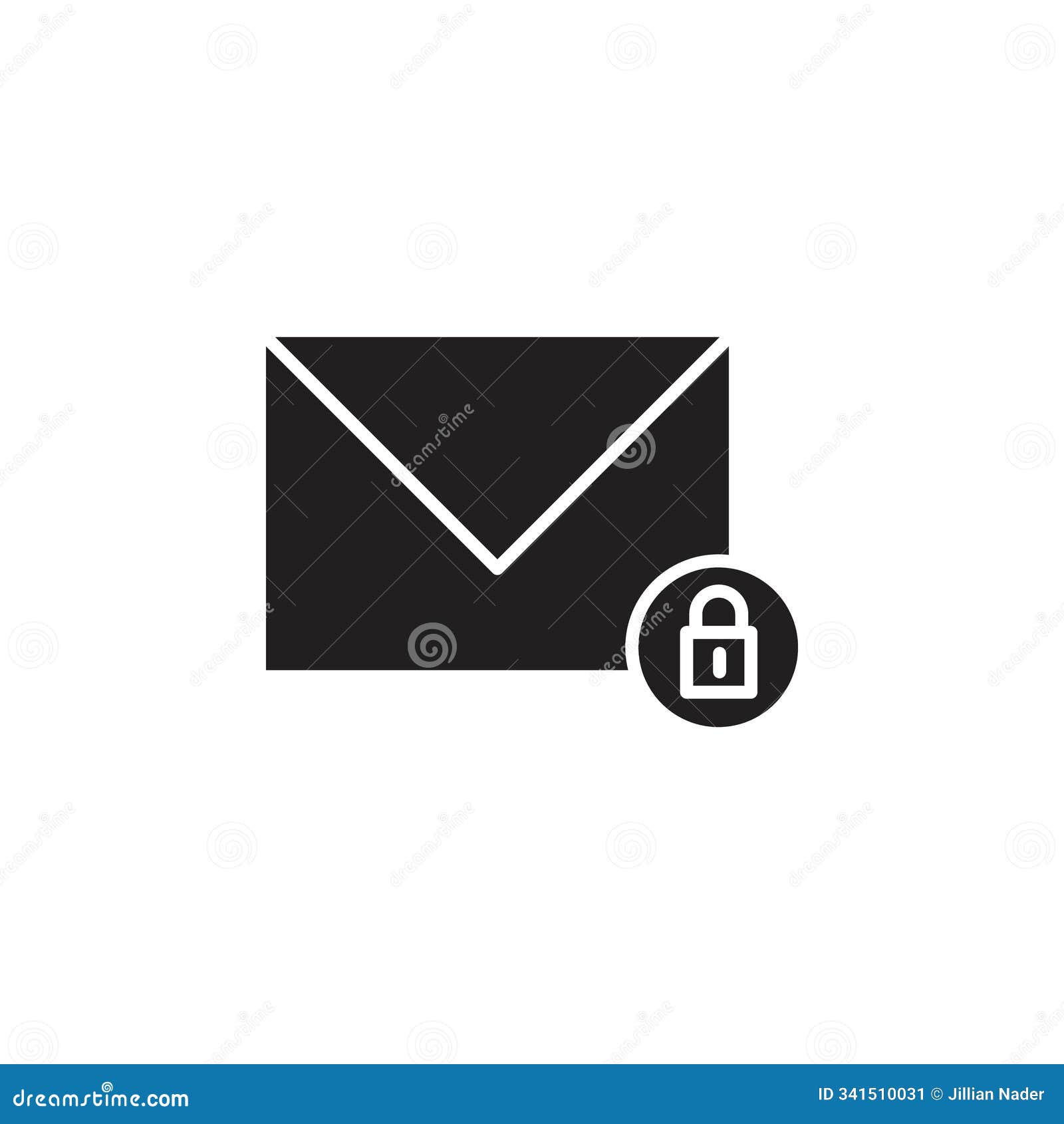 Secure Mail Icon Flat Line Illustration Stock Illustration ...