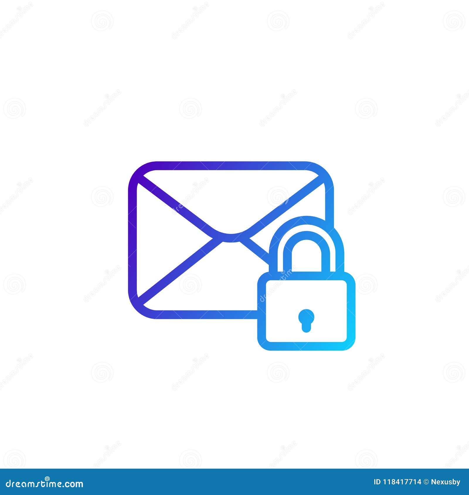 Secure mail icon, linear stock vector. Illustration of padlock - 118417714