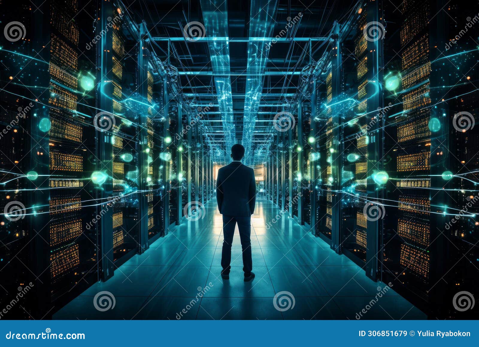 Secure Man Data Center. Generate Ai Stock Image - Image of career ...