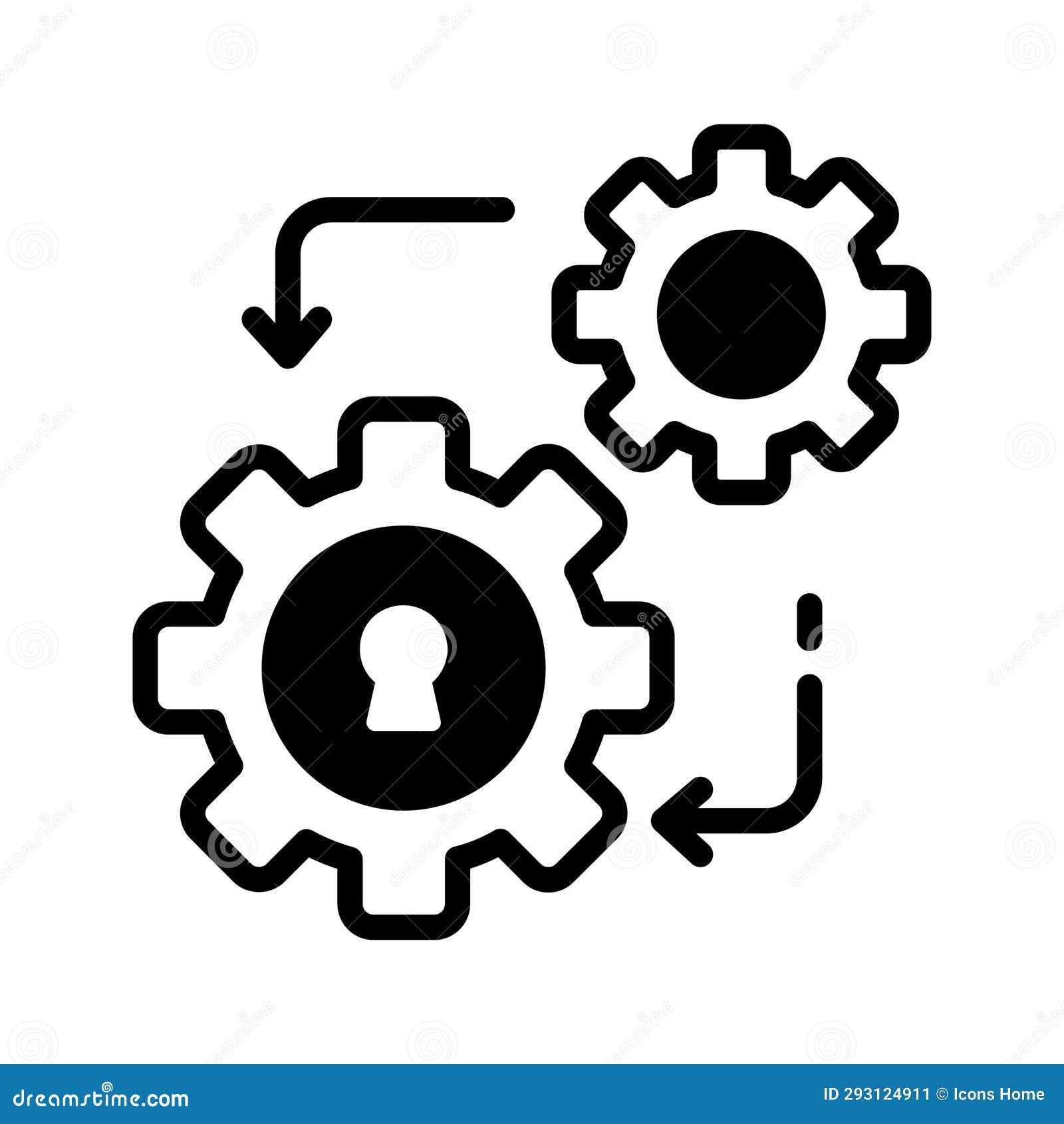 Secure Management Icon, with Gear and Lock, Setting Icon Stock ...