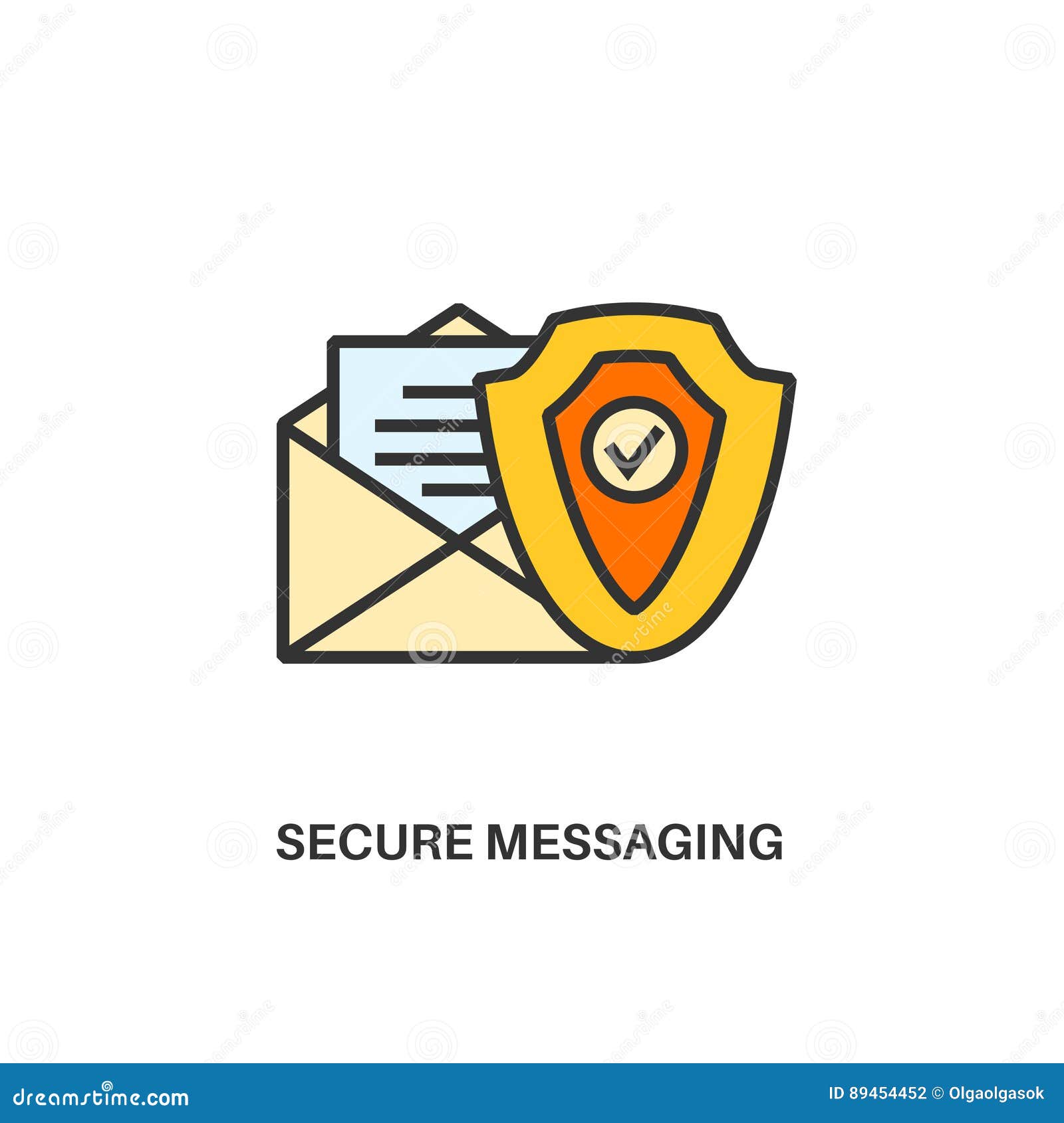 Secure messaging icon stock vector. Illustration of chart - 89454452