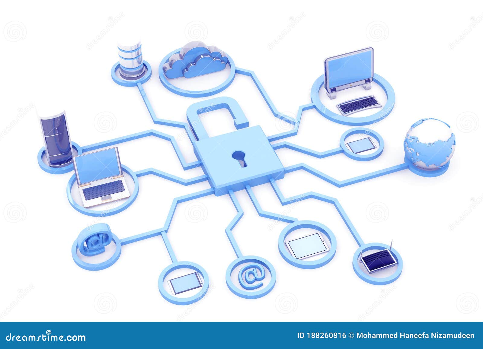 Secure network devices stock illustration. Illustration of monitor ...