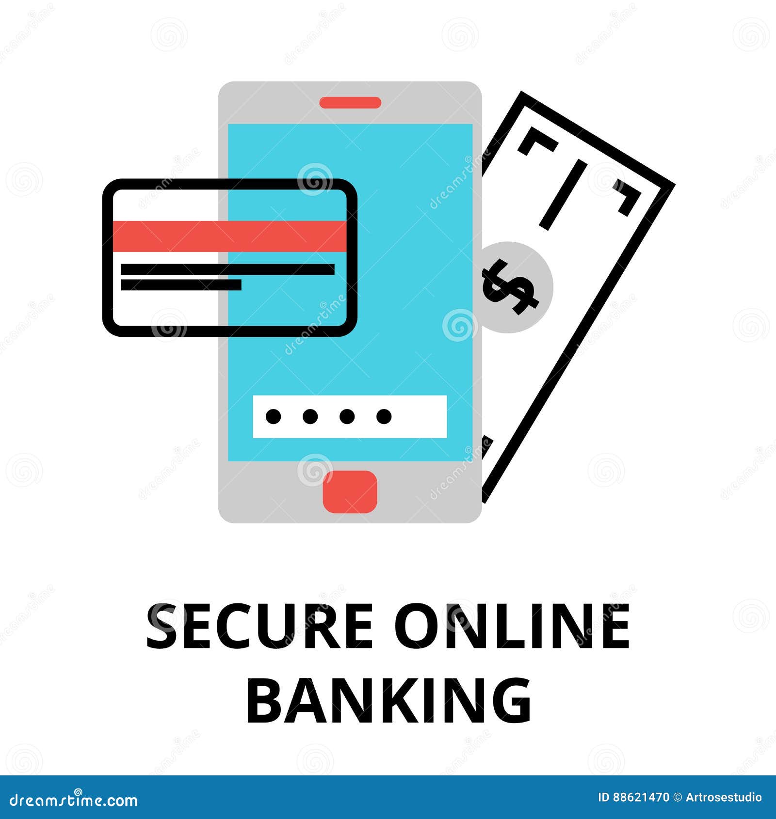 Secure Online Banking Icon, for Graphic and Web Design Stock Vector ...