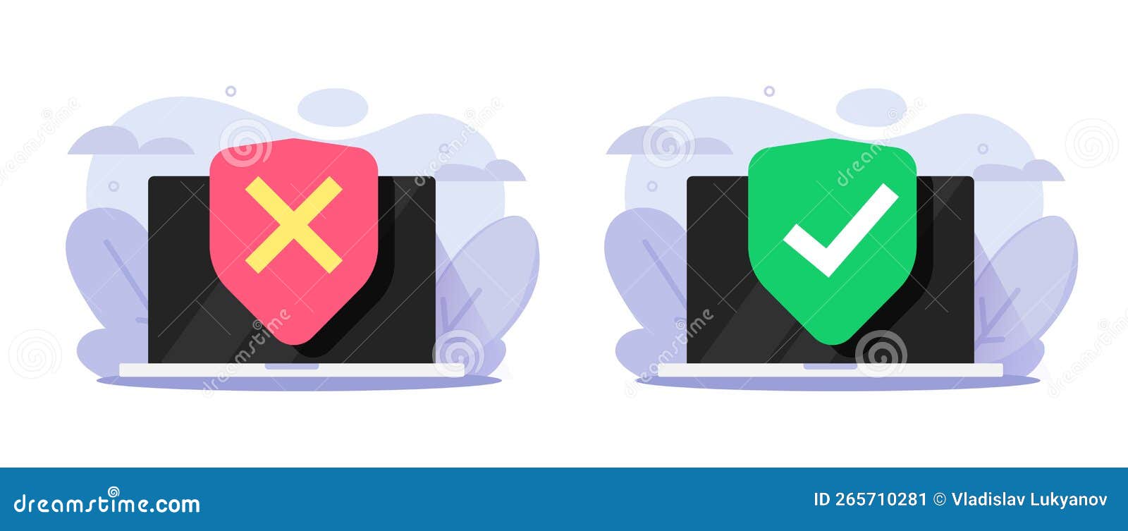 Secure Online Policy Status Icon on Laptop Computer Data Vector or Flat ...