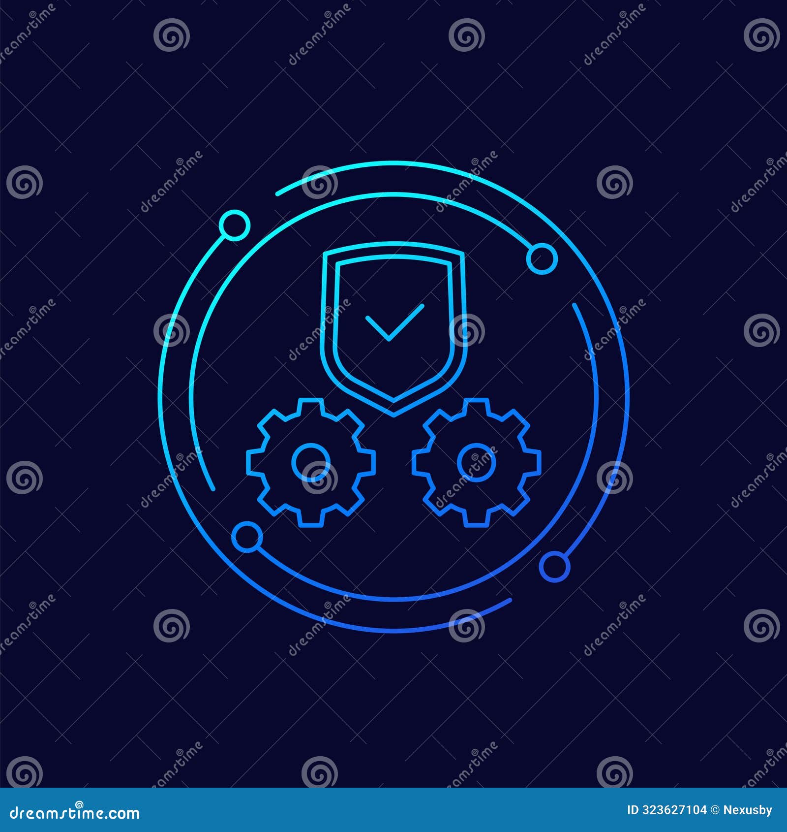 Secure Operation Icon with Gears and a Shield Stock Vector ...