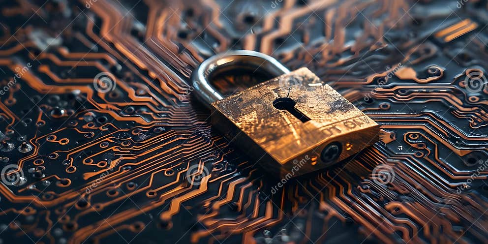 Secure Padlock on Circuit Board Symbolizing Encryption and Cyber ...