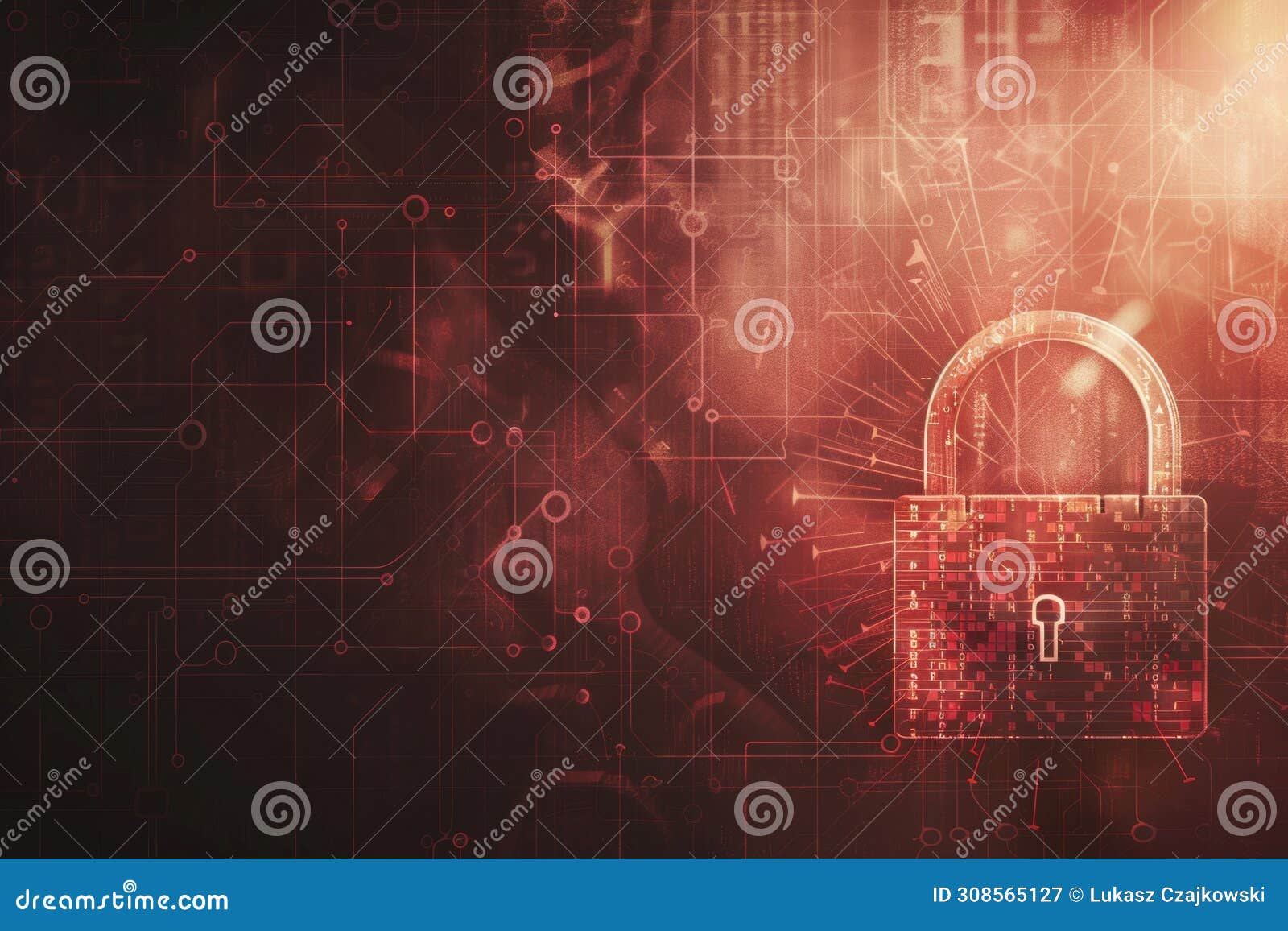 Secure Padlock on Digital Screen. Generative AI Stock Illustration ...