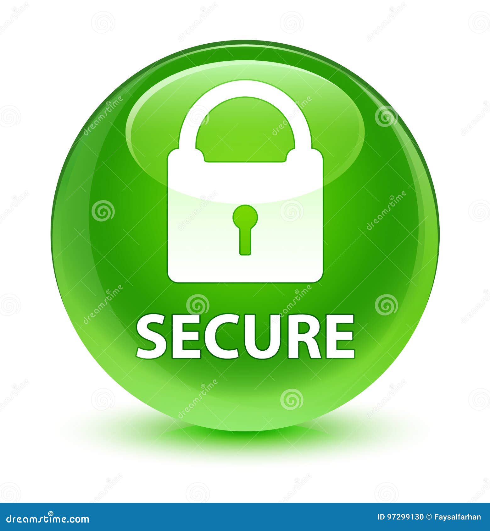 Secure (padlock Icon) Glassy Green Round Button Stock Illustration ...
