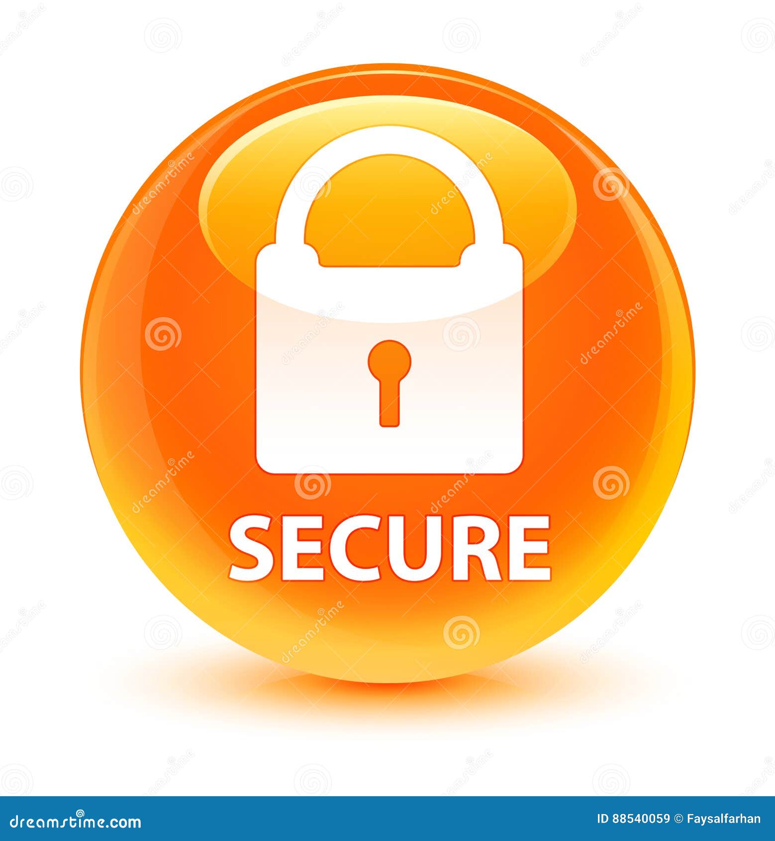 Secure (padlock Icon) Glassy Orange Round Button Stock Illustration ...