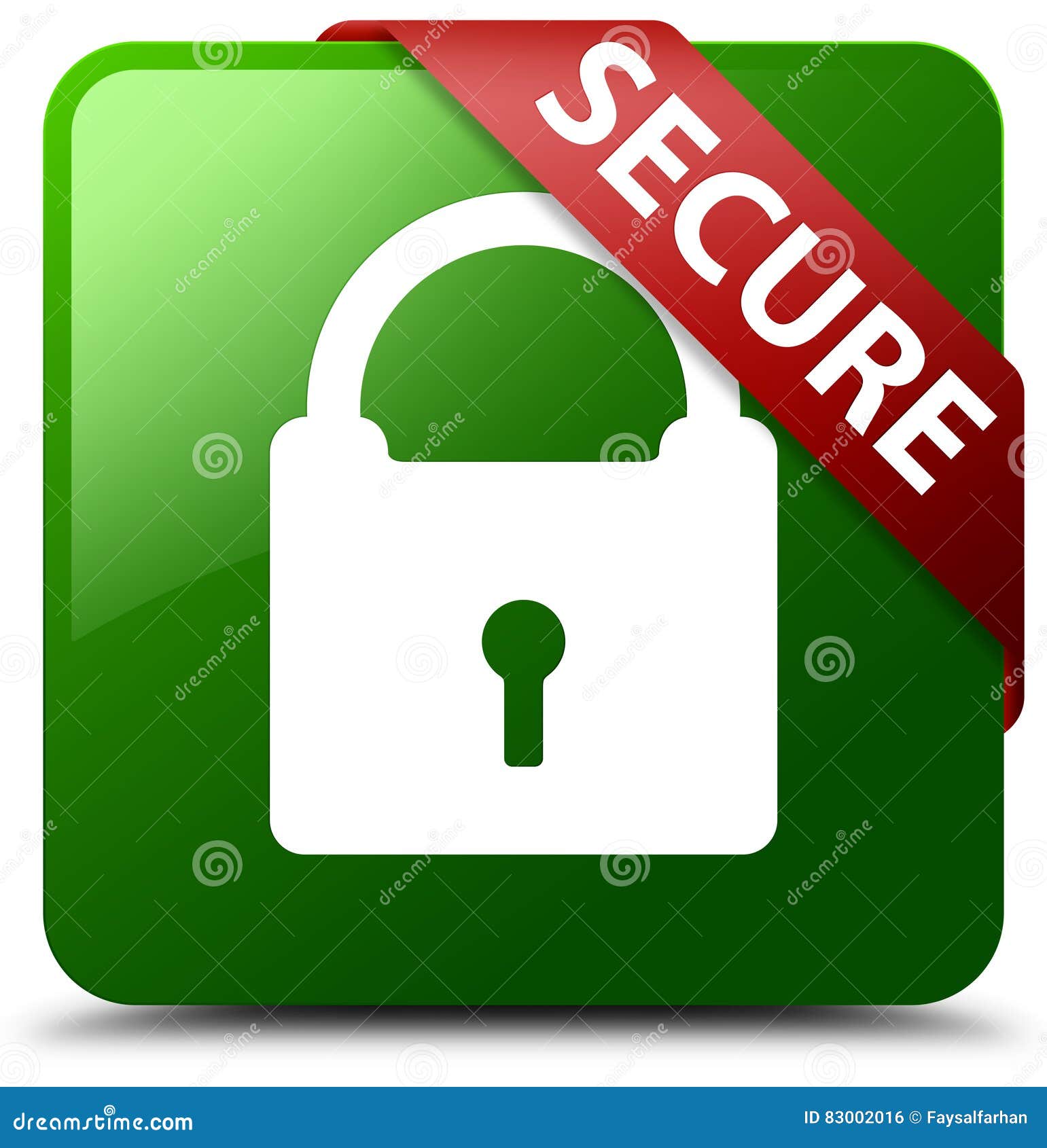 Secure Padlock Icon Green Square Button Stock Illustration ...