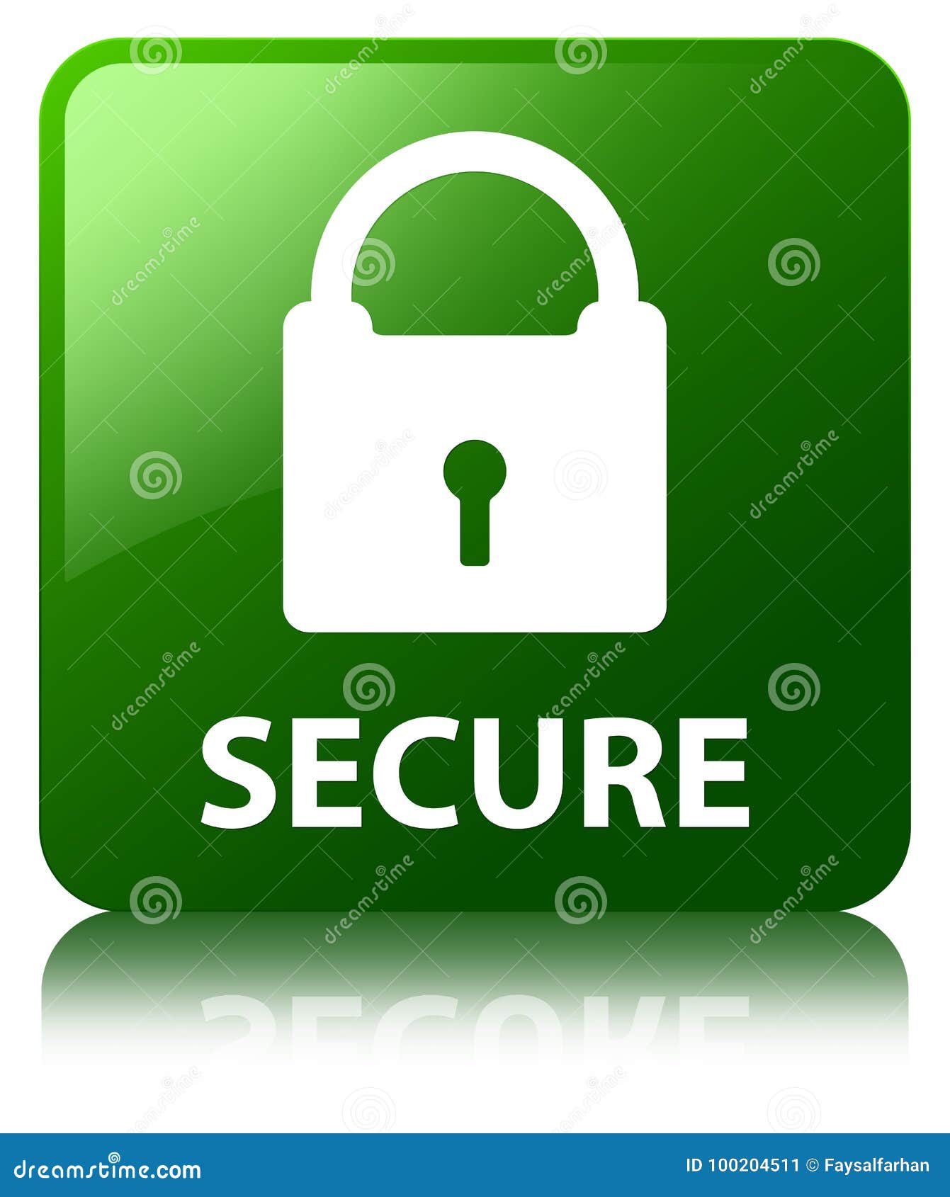Secure (padlock Icon) Green Square Button Stock Illustration ...