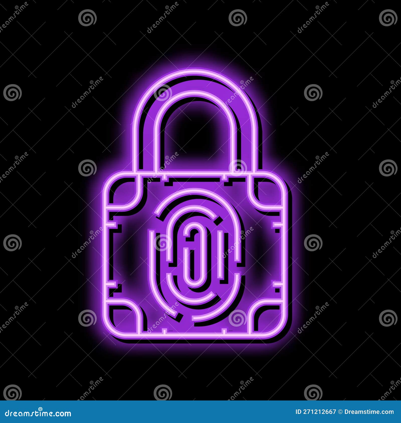 Secure Padlock Neon Glow Icon Illustration Stock Vector - Illustration ...