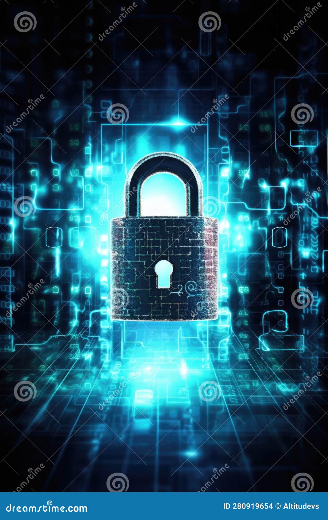 Secure Padlock Symbol On A Digital Screen Stock Illustration