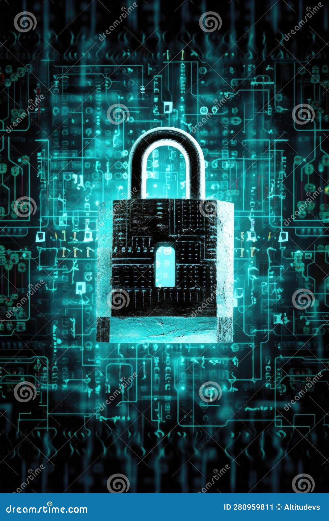 Secure Padlock Symbol on a Digital Screen Stock Illustration ...