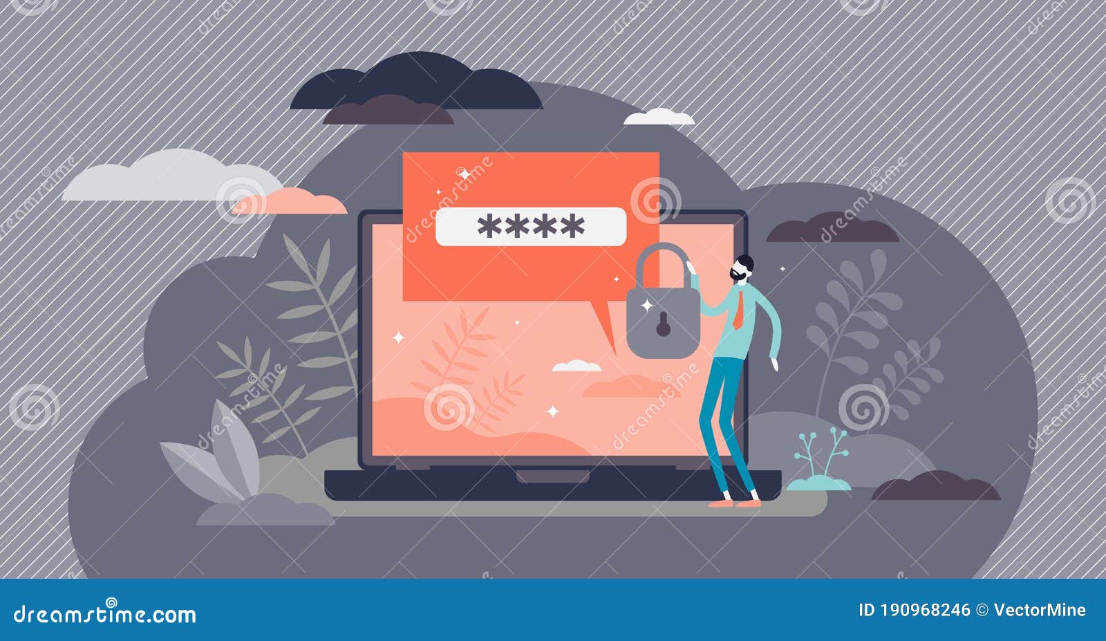 Secure Password As Private Data Protection Lock Code Tiny Persons ...