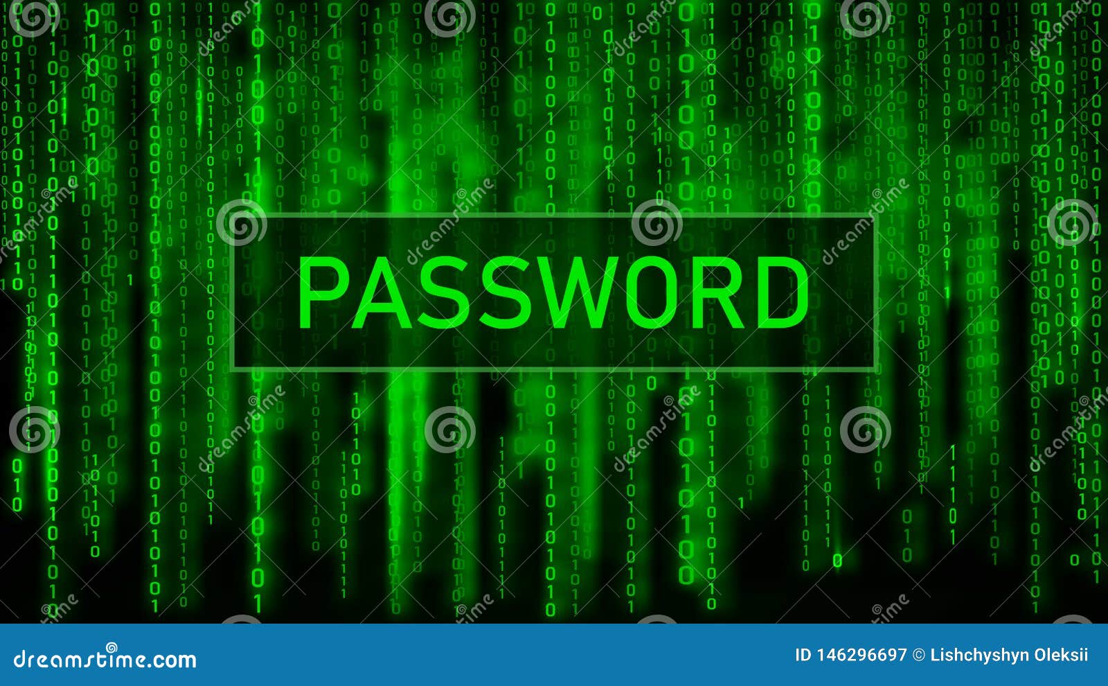 Secure Password Cyber Attack Hacking Digital Background Green Matrix Binary Computer Code