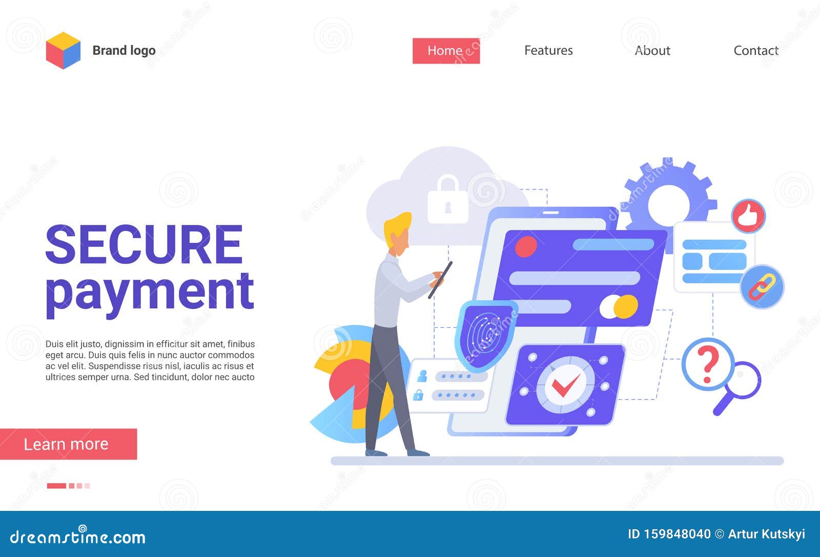 Secure Payment Flat Landing Page Vector Template Stock Vector ... Secure Payment Flat Landing Page Vector Template Stock Vector ...