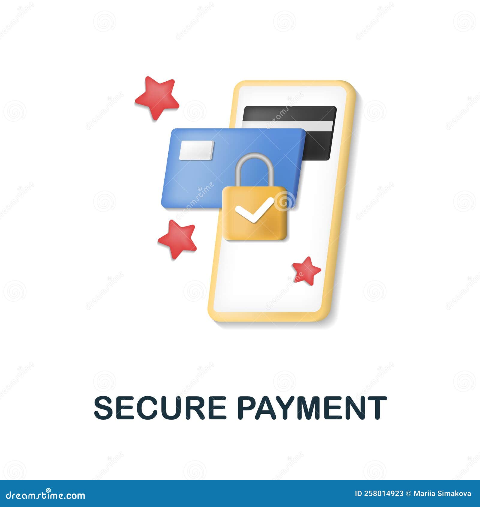 Secure Payment Icon. 3d Illustration from E-commerce Collection Stock ...