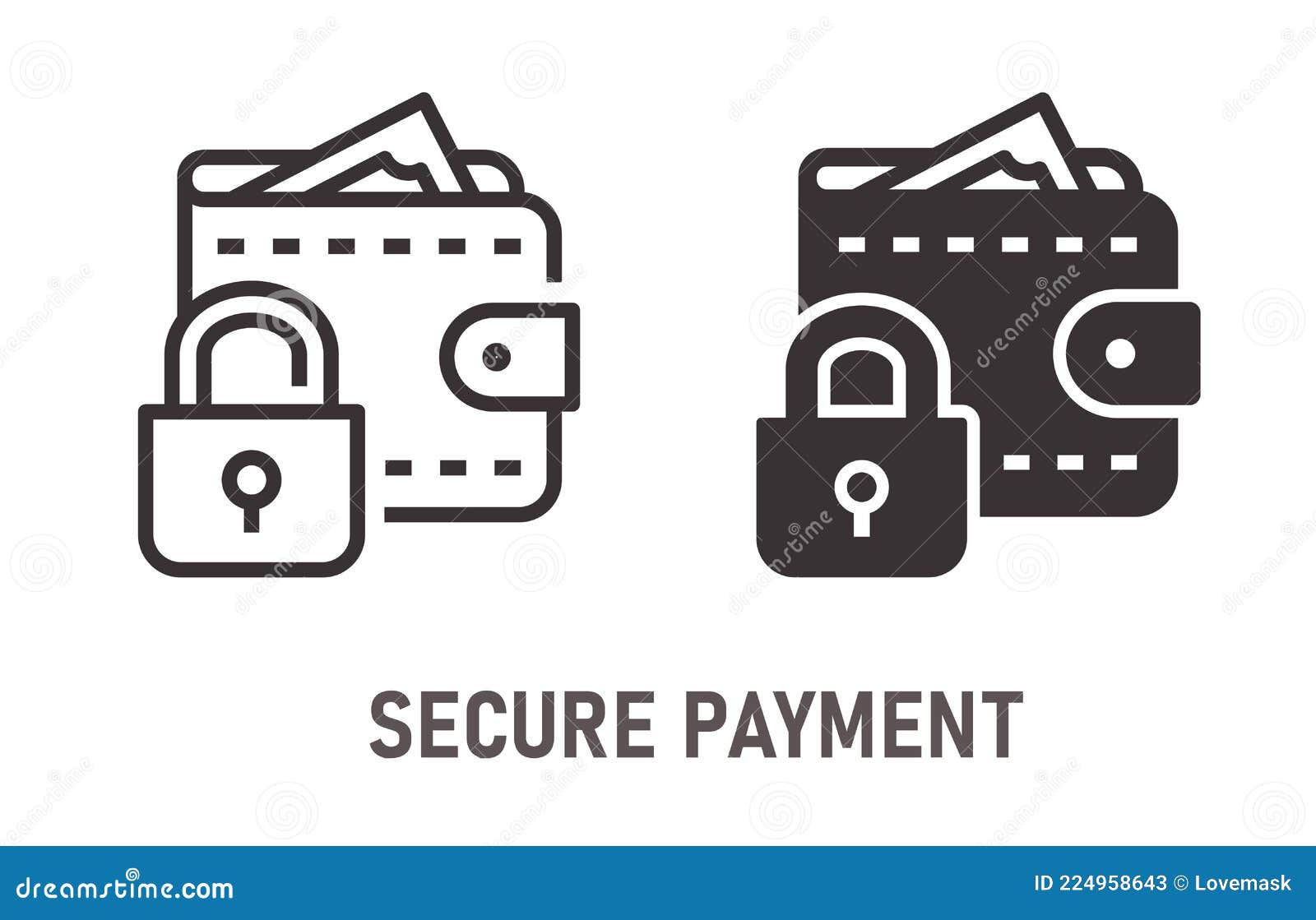 Secure Payment Icon on White Background. Vector Illustration. Stock ...