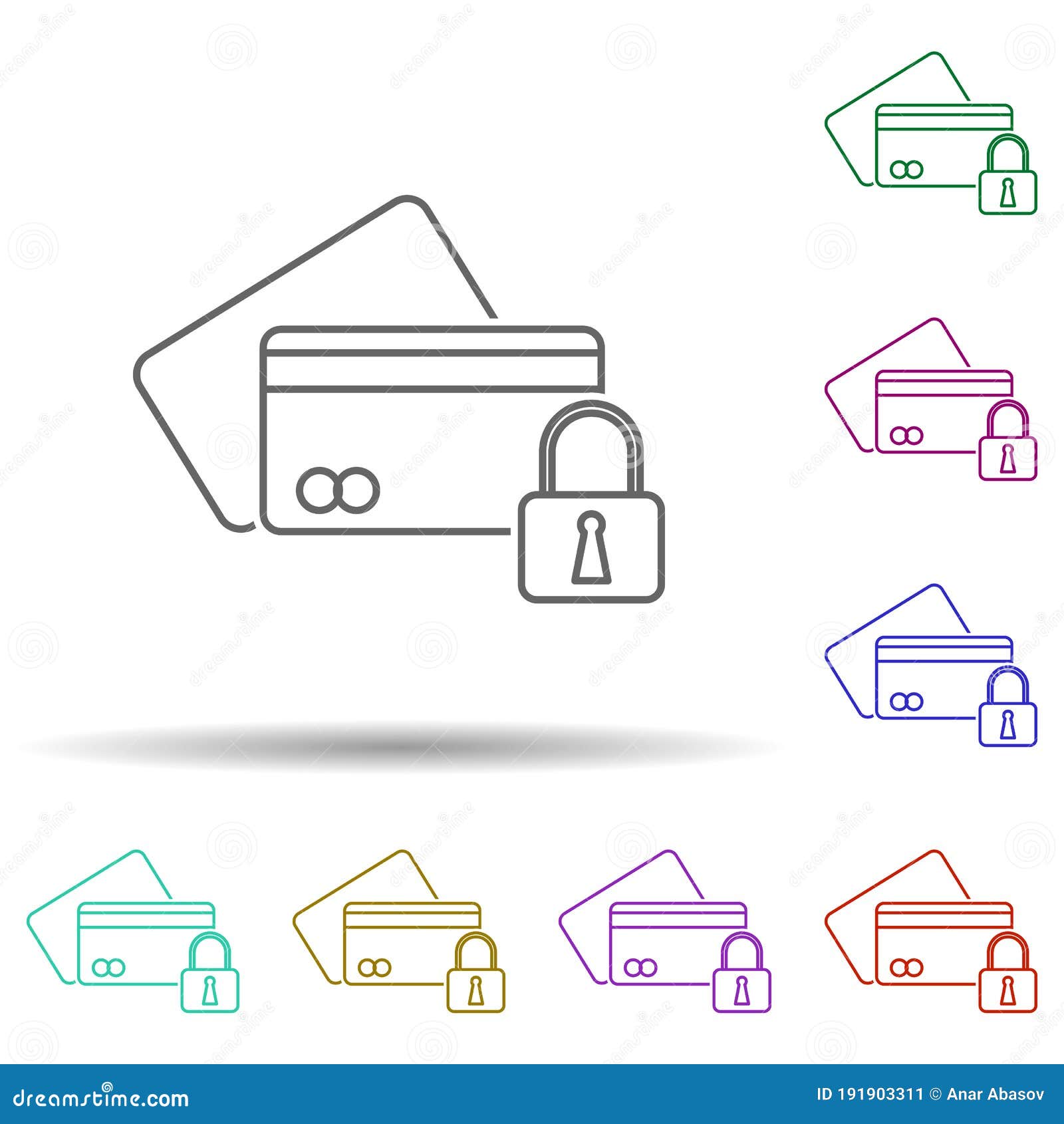 Secure Payment Multi Color Icon. Simple Thin Line, Outline Vector of ...