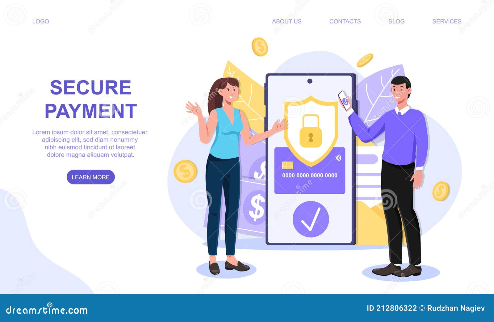 Secure Payment, Personal Data, Account Protection Stock Vector ...