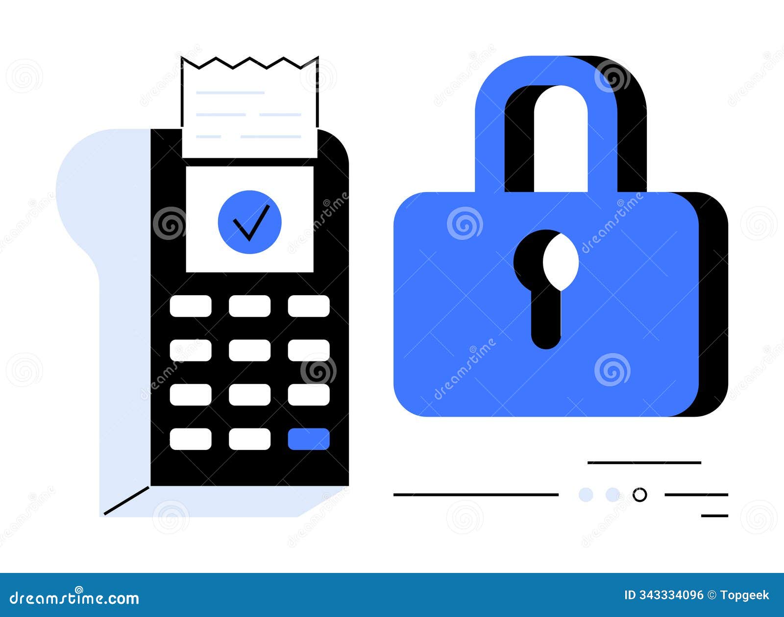 Secure Payment Processing with POS Terminal and Lock Symbol for Data ...