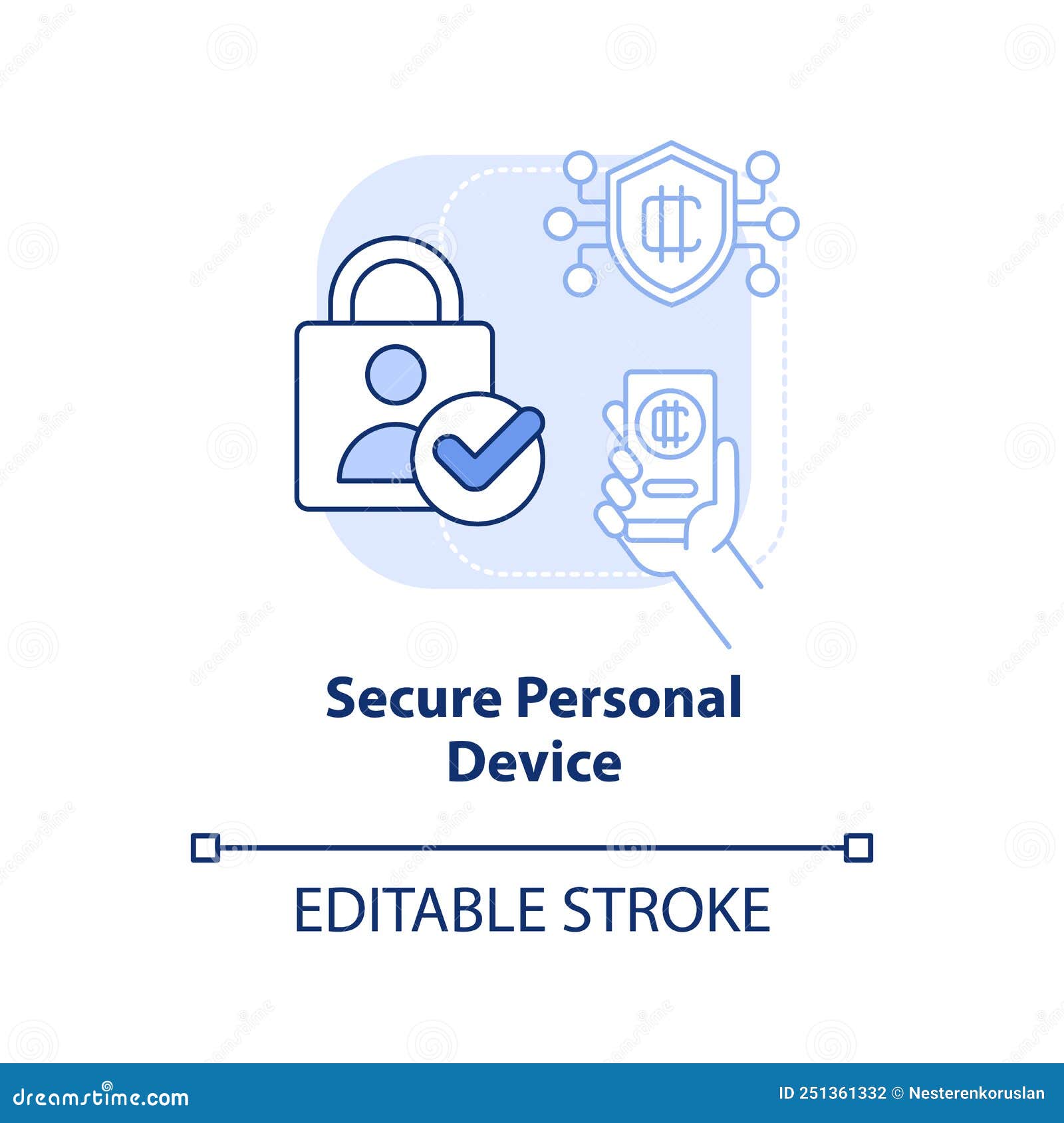 Secure Personal Device Light Blue Concept Icon Stock Vector ...