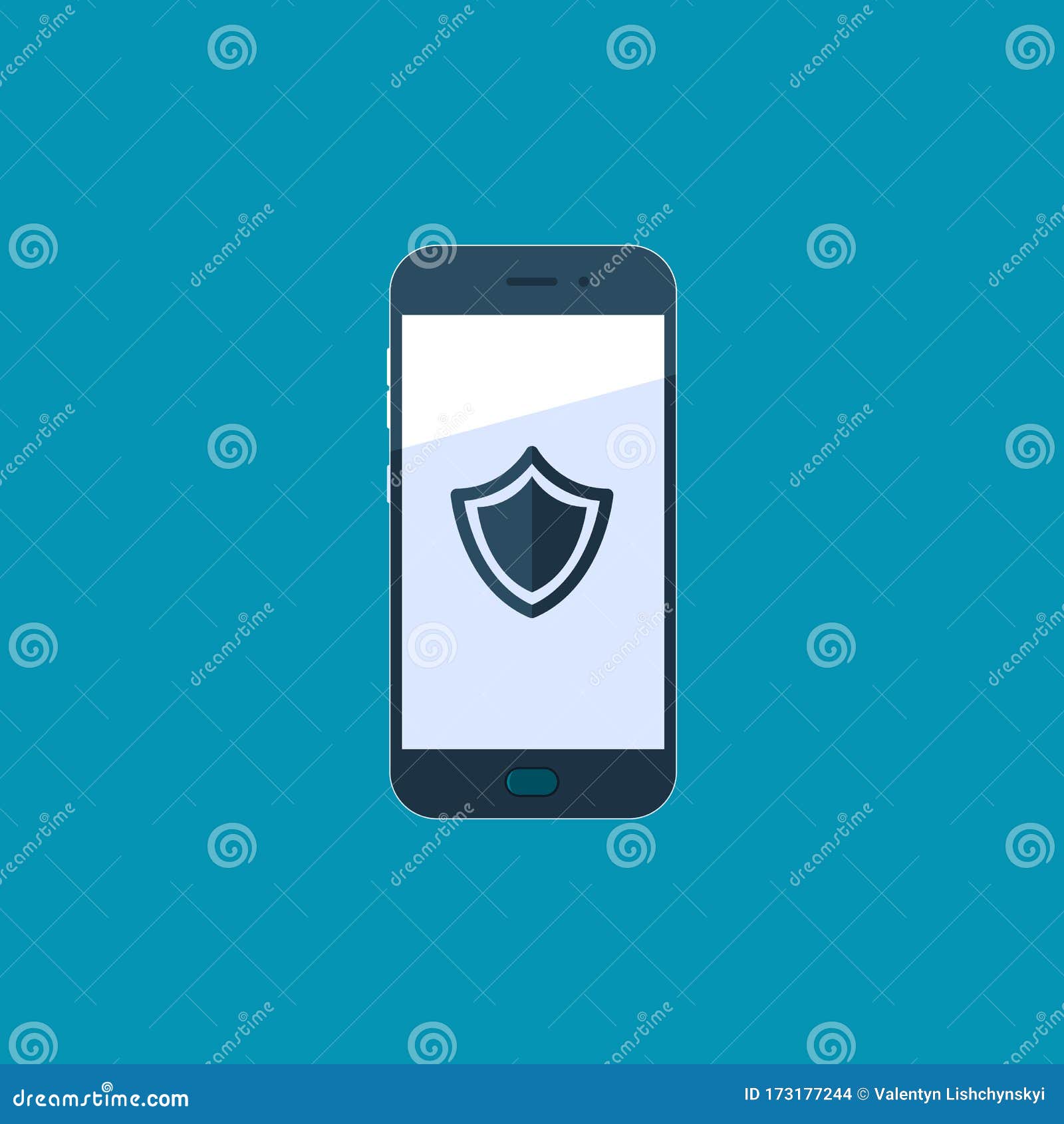 Secure Phone. Vector Security Symbol on Smartphone Screen Stock Photo ...