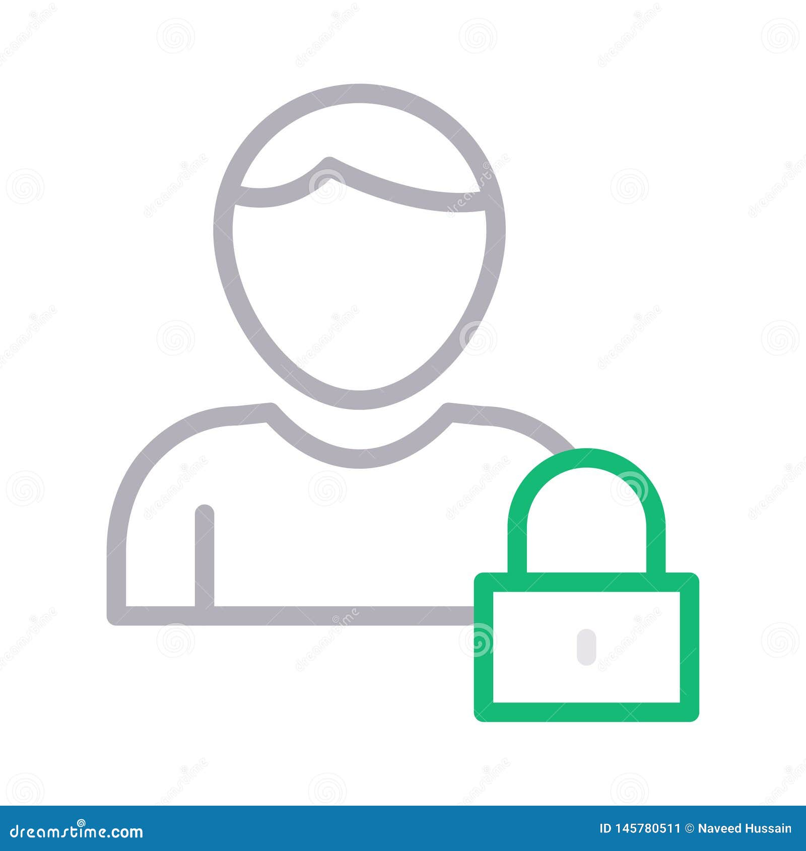 Secure Profile Thin Color Line Vector Icon Stock Vector - Illustration ...