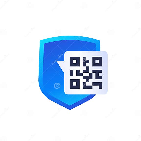 Secure Qr Code Payment Vector Icon with Shield Stock Illustration ...