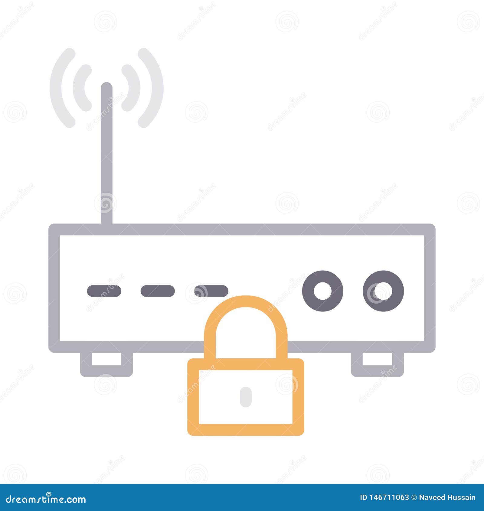 Secure Router Thin Line Color Vector Icon Stock Vector Illustration Of Lock Concepts 146711063