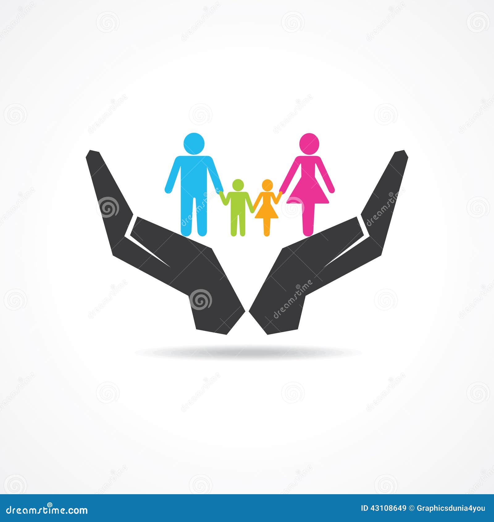 Secure or Save Family Under Hand Concept Stock Vector - Illustration of ...