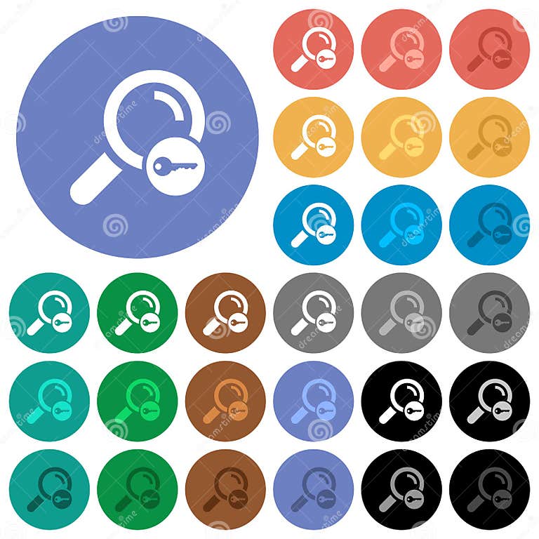 Secure Search Round Flat Multi Colored Icons Stock Vector ...