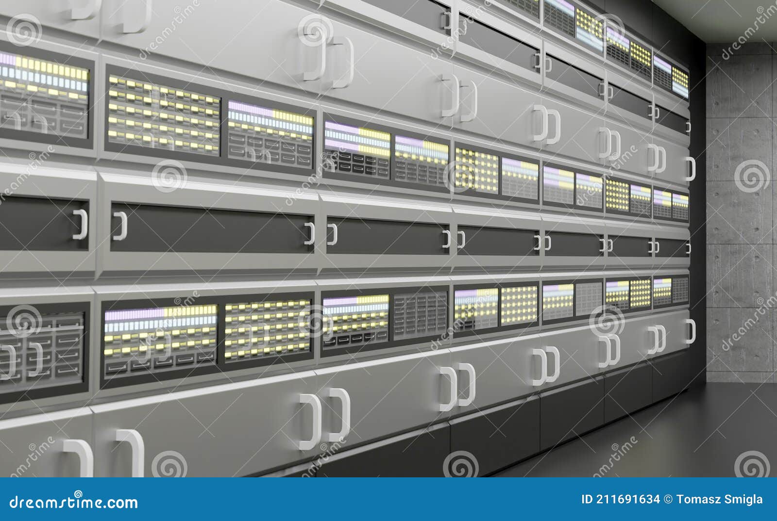 Secure Server Racks, Data Center, Cloud Computing Facility Detail, Lots ...
