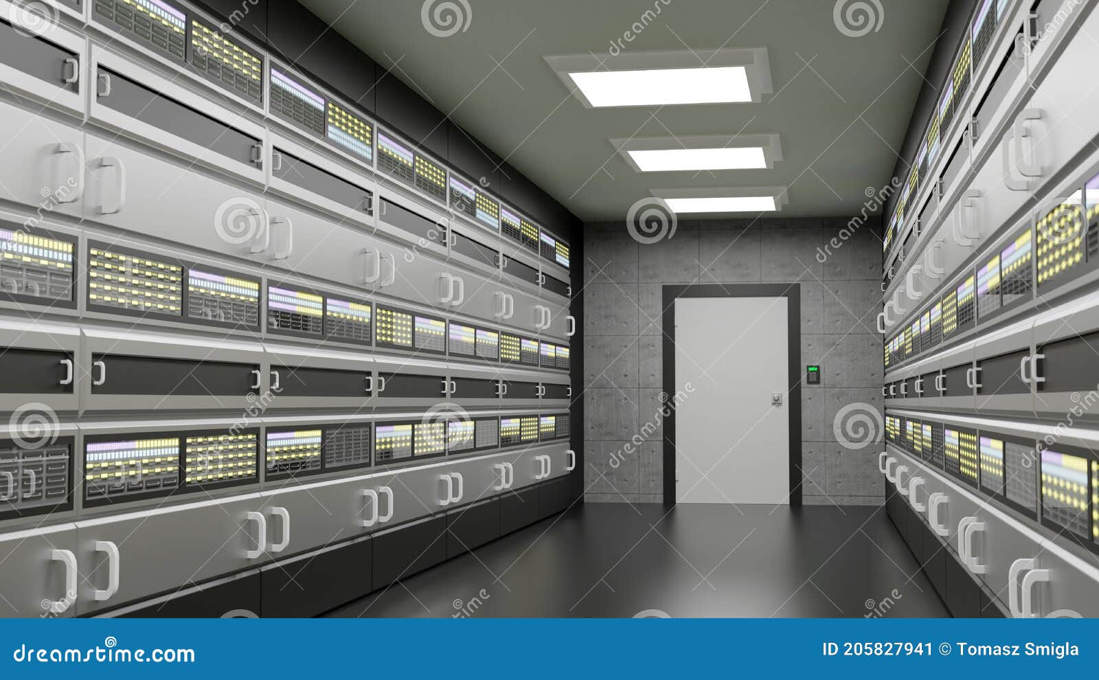 Secure Server Room, Data Center, Cloud Computing Facility Interior ...
