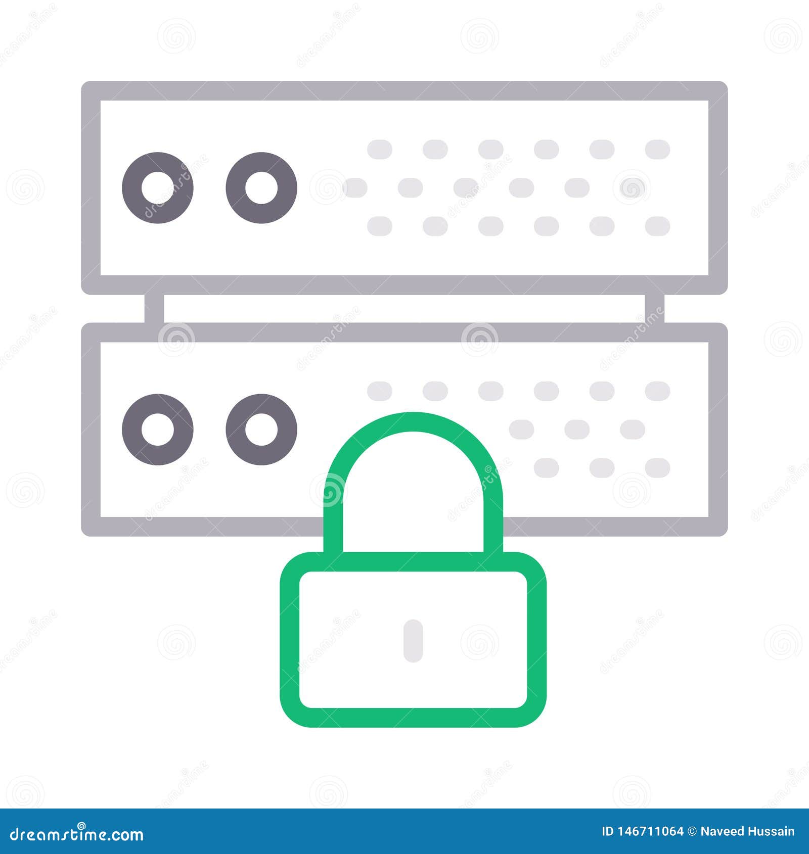 Secure Server Thin Line Color Vector Icon Stock Vector - Illustration ...