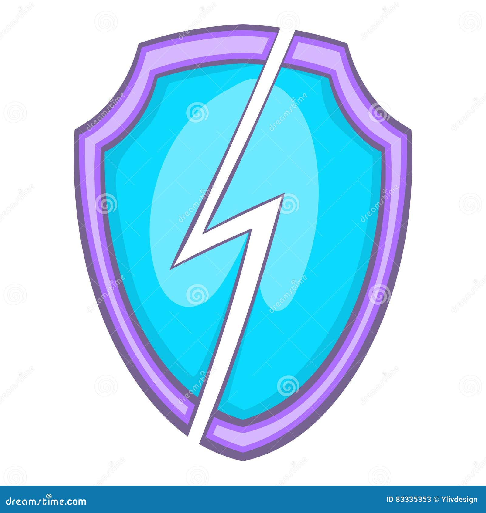 Secure Shield with Lightning Icon, Cartoon Style Stock Vector ...