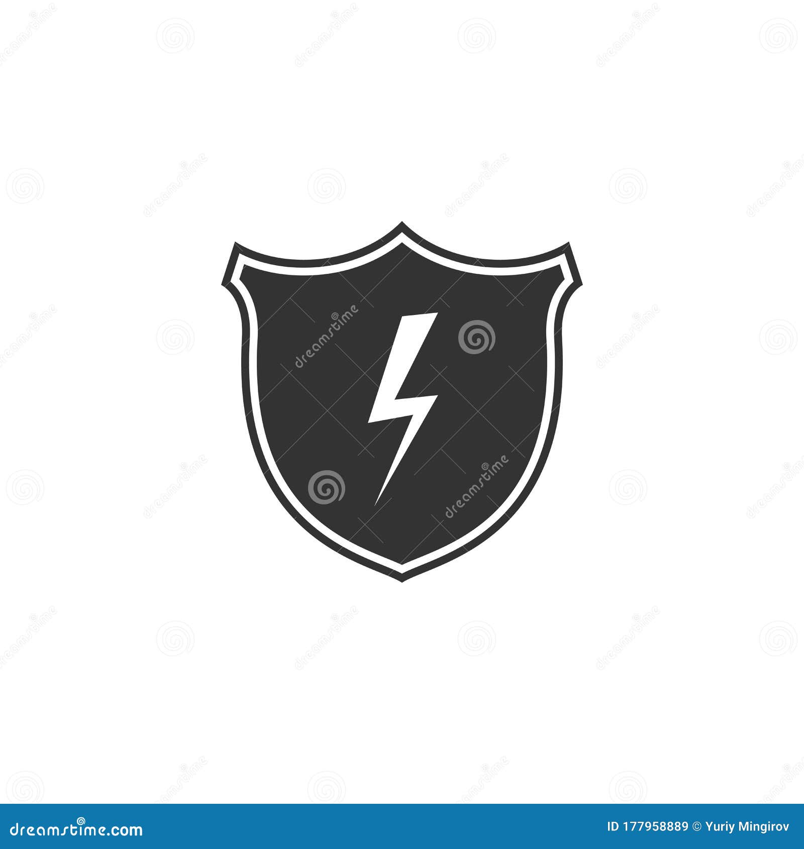 Secure Shield with Lightning Icon Isolated Stock Vector - Illustration ...