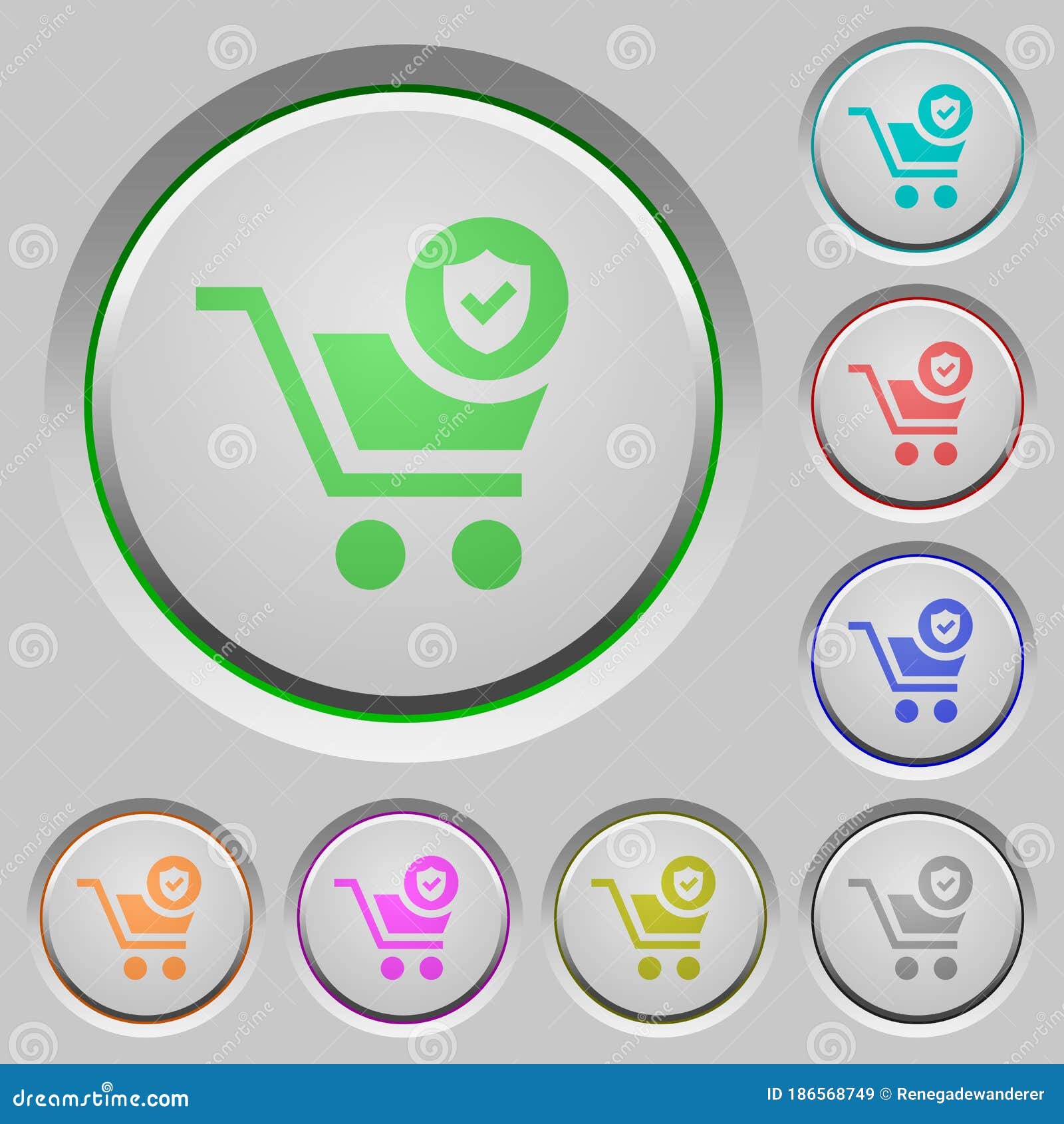 Secure Shopping Push Buttons Stock Vector - Illustration of cart, push ...