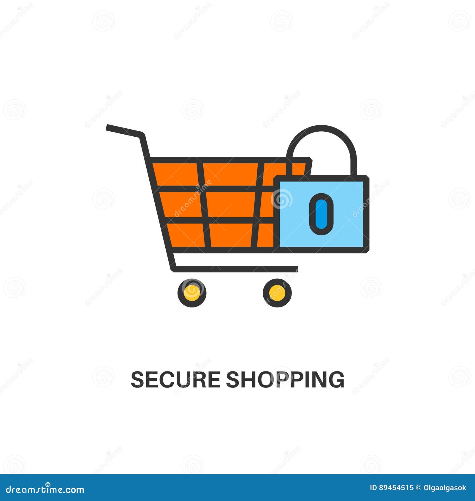 Secure shopping icon stock vector. Illustration of money - 89454515