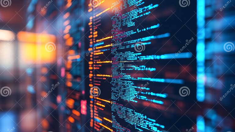 Secure Software Development Code On Computer Screen With Blurred Background Cybersecurity
