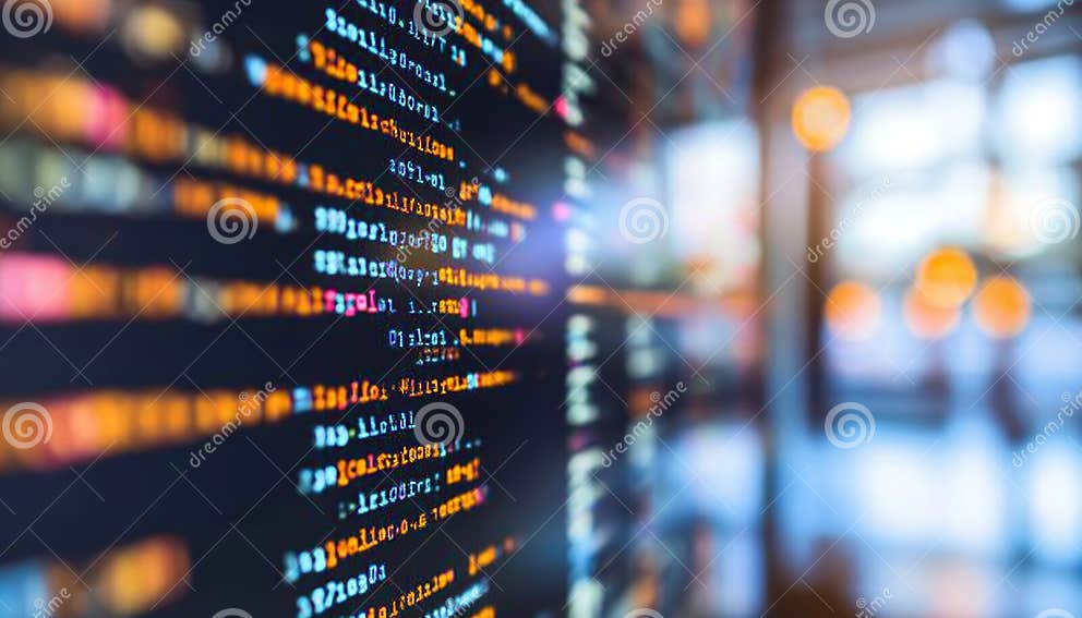 Secure Software Development Code on a Computer Screen with a Blurred Background Effect Stock ...