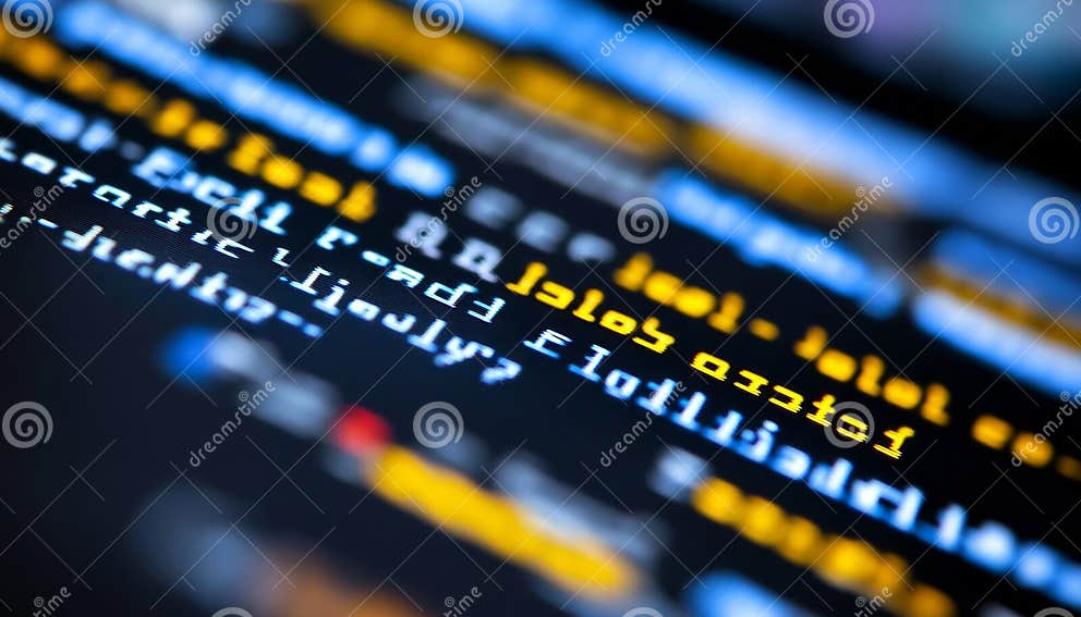 Secure Software Development Code Displayed on a Computer Screen, Abstract Technology Background ...