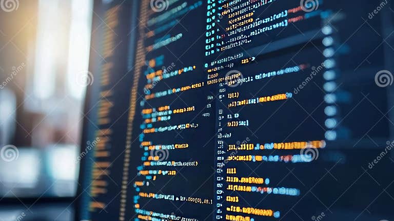 Secure Software Development Code Displayed on Computer Screen with Shallow Depth of Field Stock ...