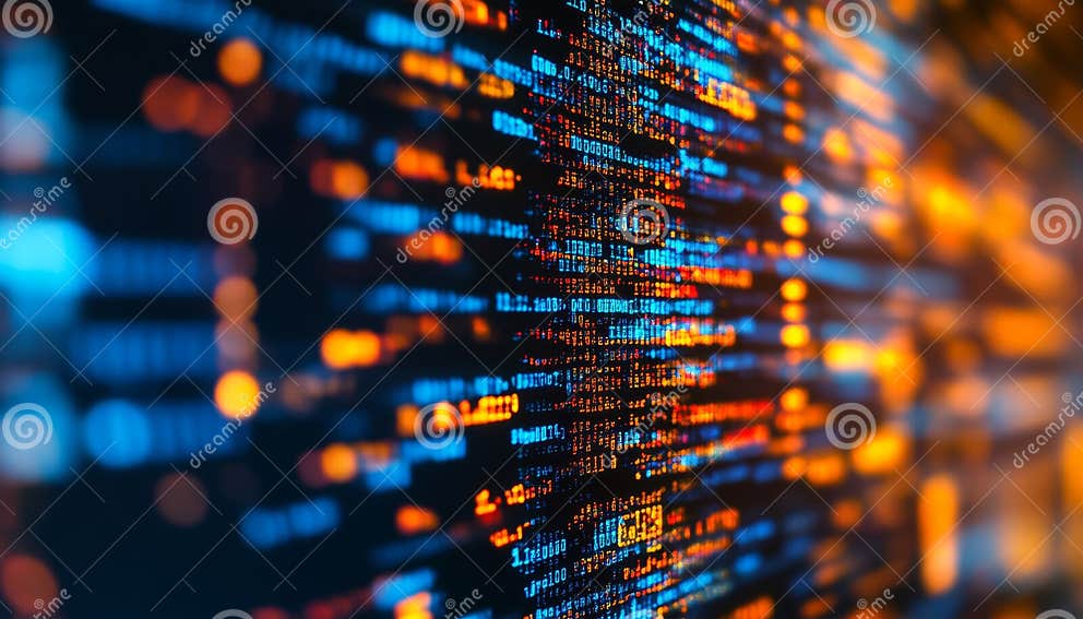 Secure Software Development Code Running on a Computer Screen with Blurred Background Stock ...