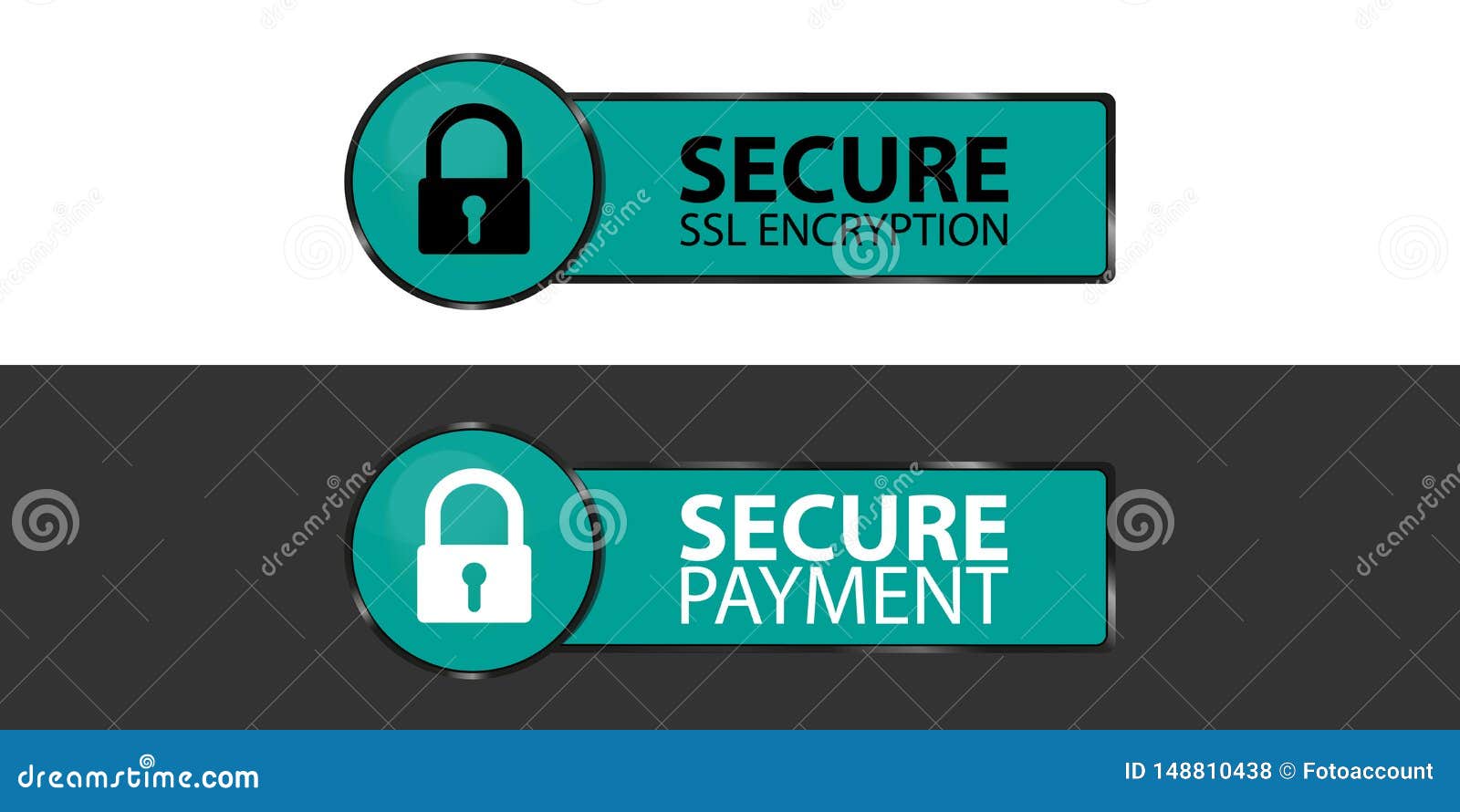 Secure SSL Encryption and Secure Payment Buttons with Padlock - Vector ...