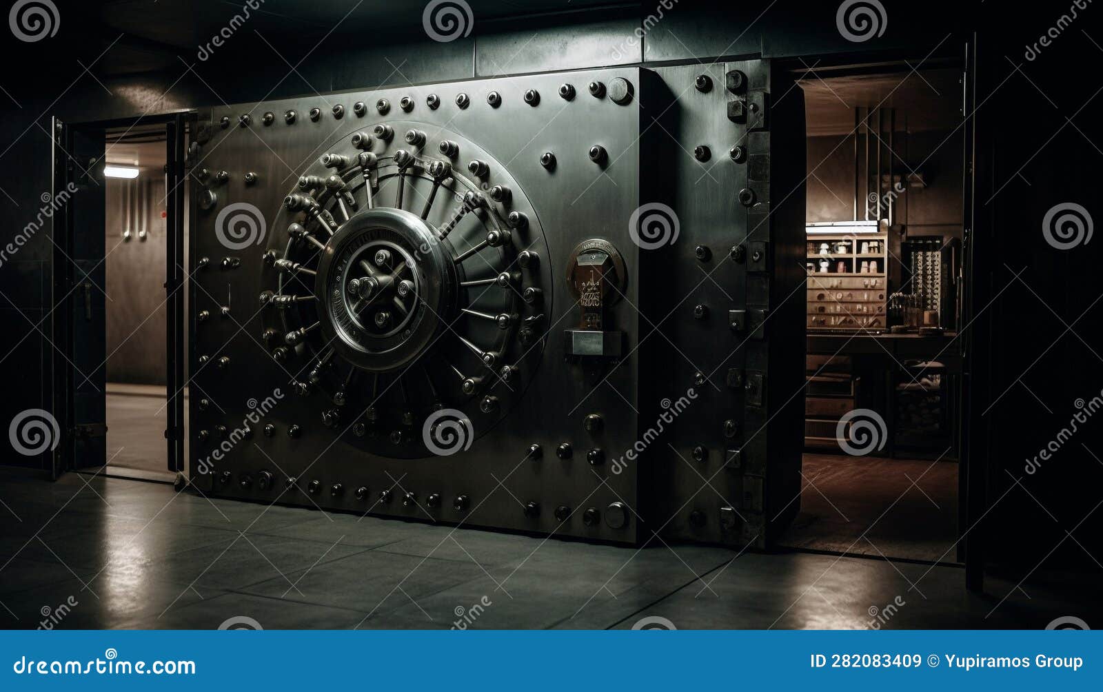Secure Steel Vaulted Door Locks Wealth Inside Modern Bank Building ...