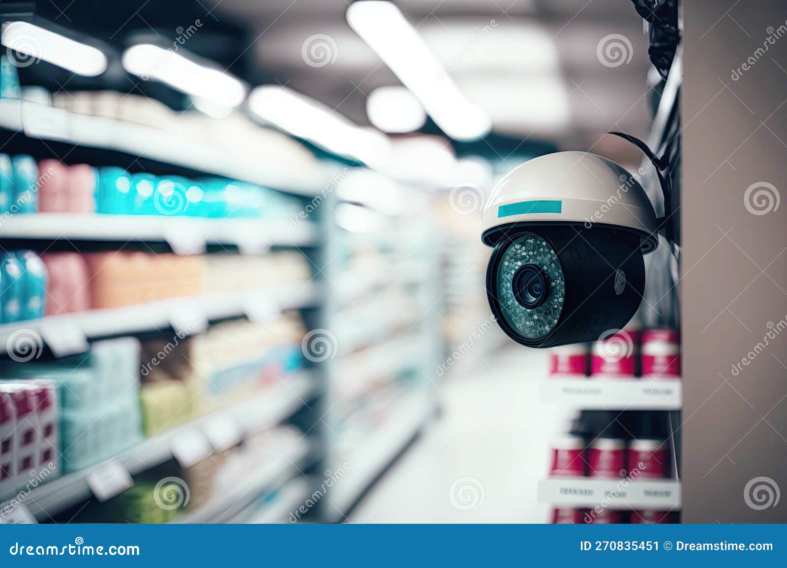 Secure Surveillance in Retail Market Stock Image - Image of equipment ...