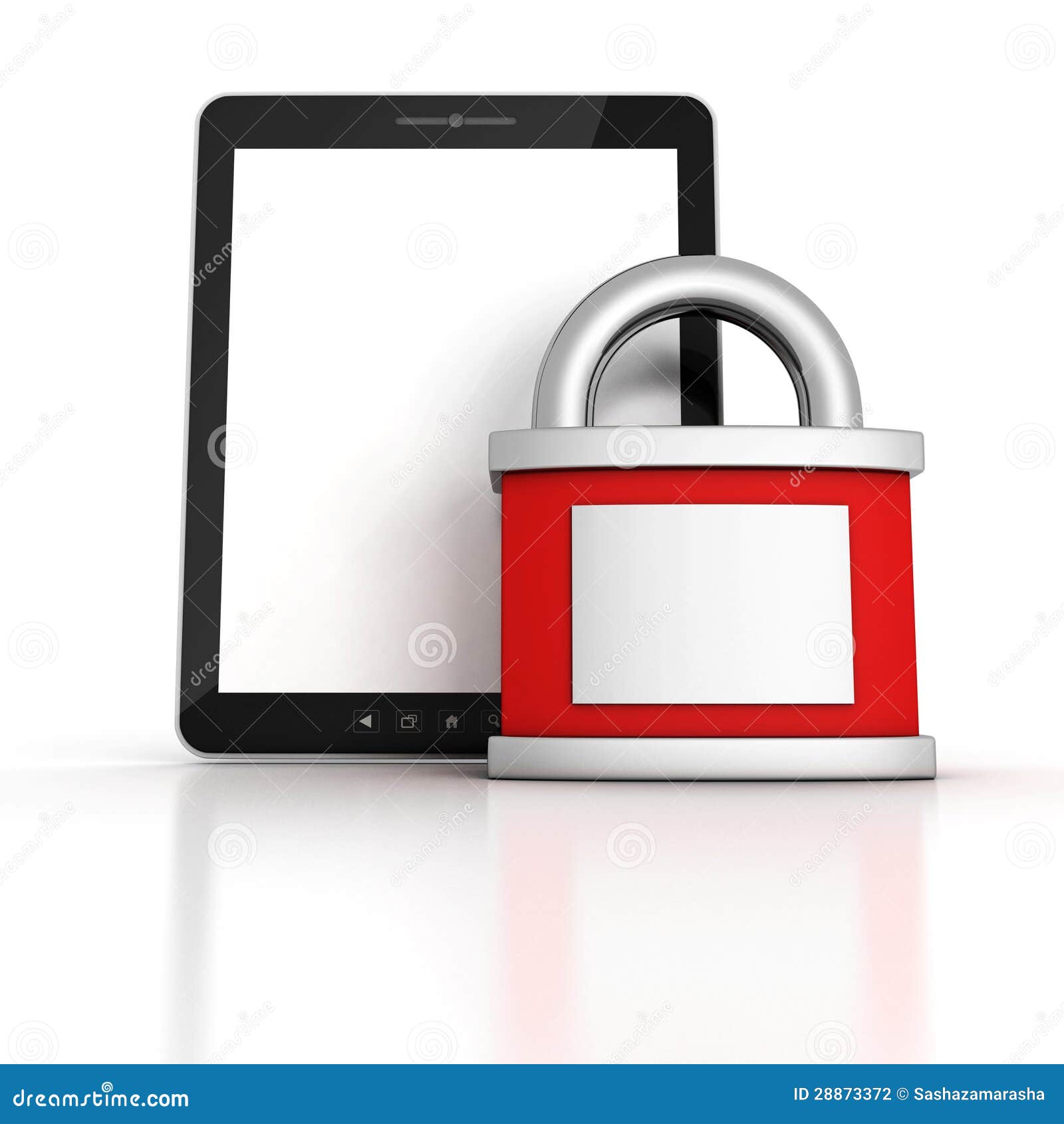 Secure Tablet PC with Red Locked Padlock Stock Illustration ...