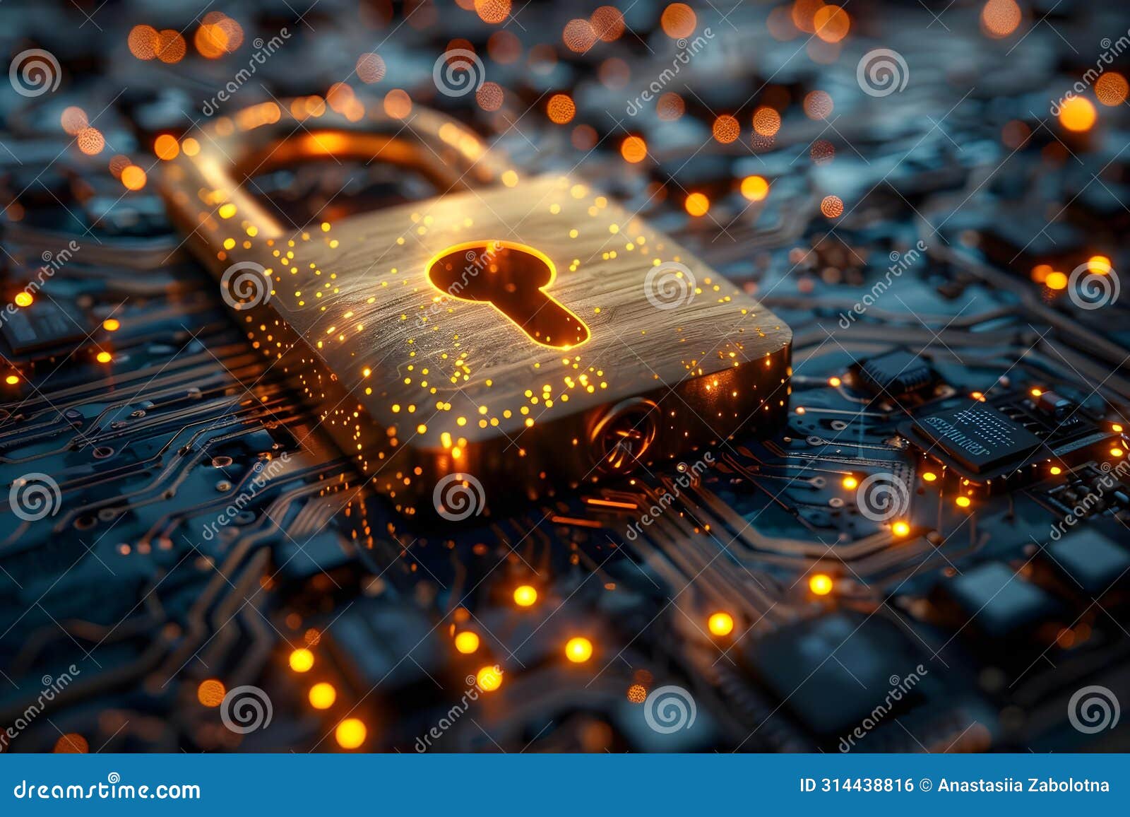 Secure Tech Core: the Fusion of Data Protection and Circuitry. Concept ...